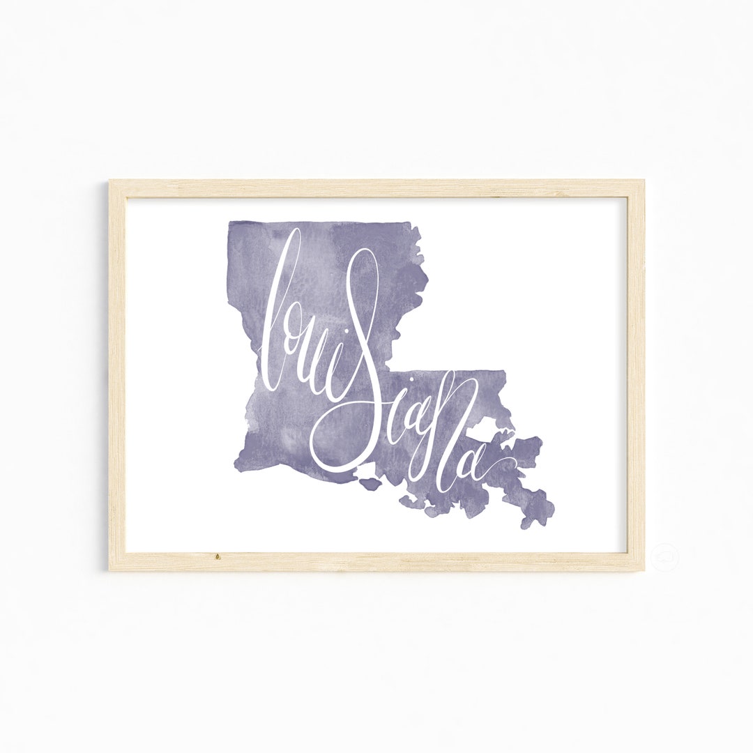 Louisiana Hand Lettering Print. Louisiana Decor. State of Louisiana ...