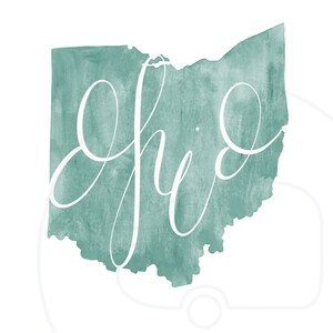 Hand Lettered Ohio Watercolor Print. Hand Lettered State Illustration ...