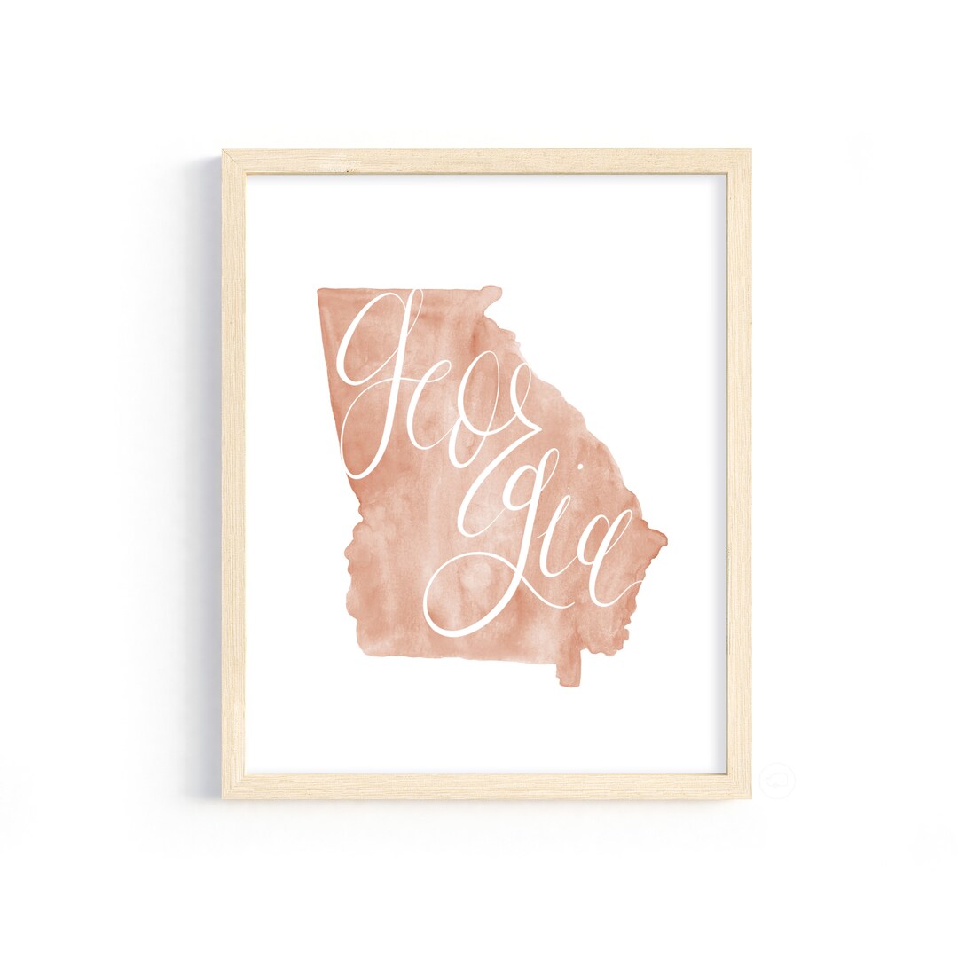 Hand Lettered Georgia Print. State of Georgia Art. Personalized Hand ...