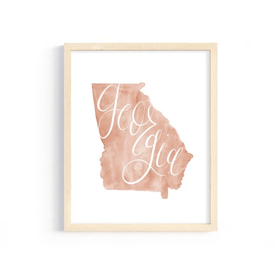 Hand Lettered Georgia Print. State of Georgia Art. - Etsy