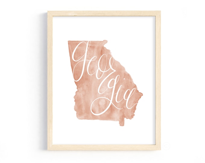Hand Lettered Georgia Print. State of Georgia Art. Personalized Hand ...