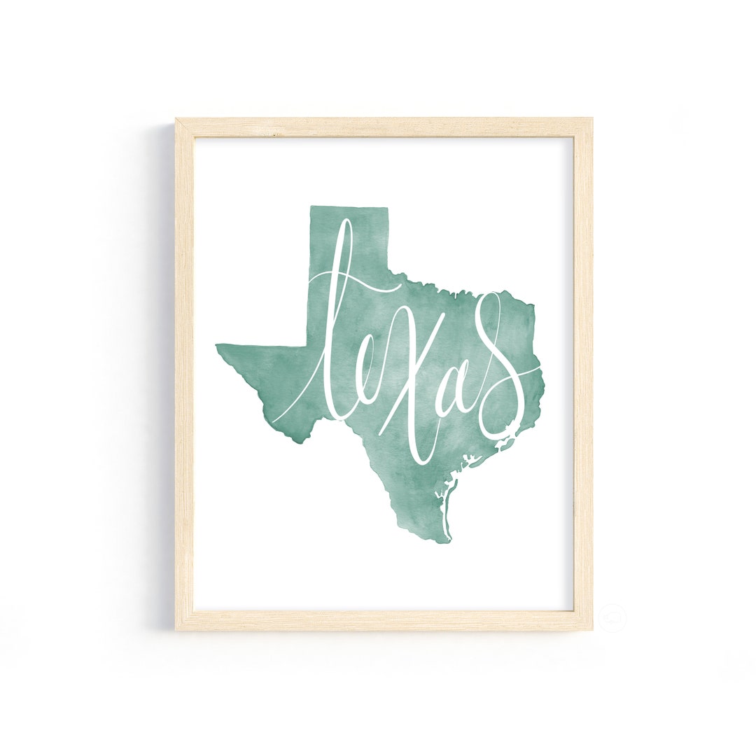 Texas Print. Watercolor Print. State Illustration. Personalized Home ...