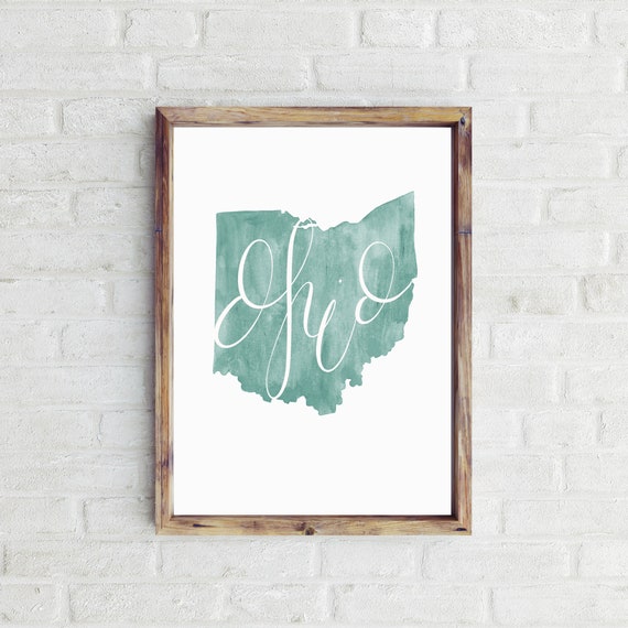 Hand Lettered Ohio Watercolor Print. Hand Lettered State | Etsy