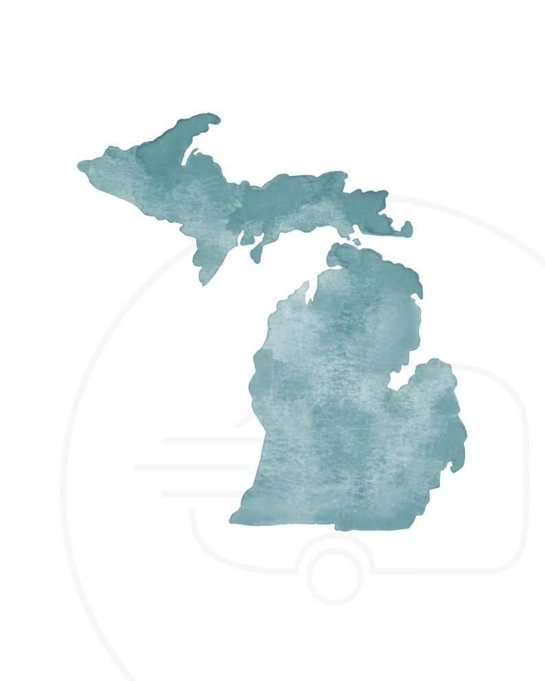 Michigan Watercolor Print. Michigan Decor. Michigan Art Print. Michigan ...