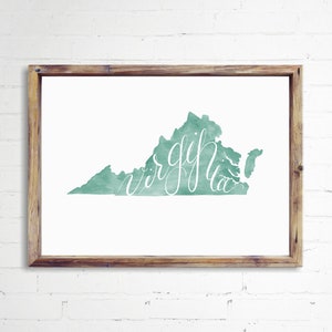 Hand Lettered Virginia Print. Virginia Home Decor. State of | Etsy