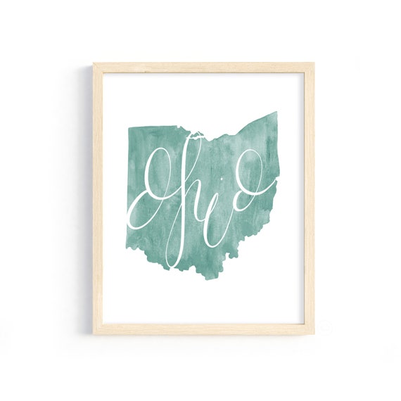 Hand Lettered Ohio Watercolor Print. Hand Lettered State - Etsy
