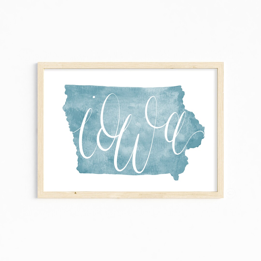 Hand Lettered Iowa Print. Iowa Home Decor. Hand Lettered Art Print.gift ...