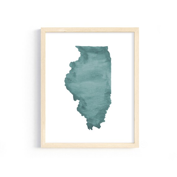 Illinois Watercolor Print. State Illustration. Illinois Art. | Etsy