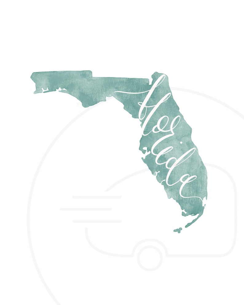 Florida Watercolor Print. State Illustration. Florida Art. Personalized ...