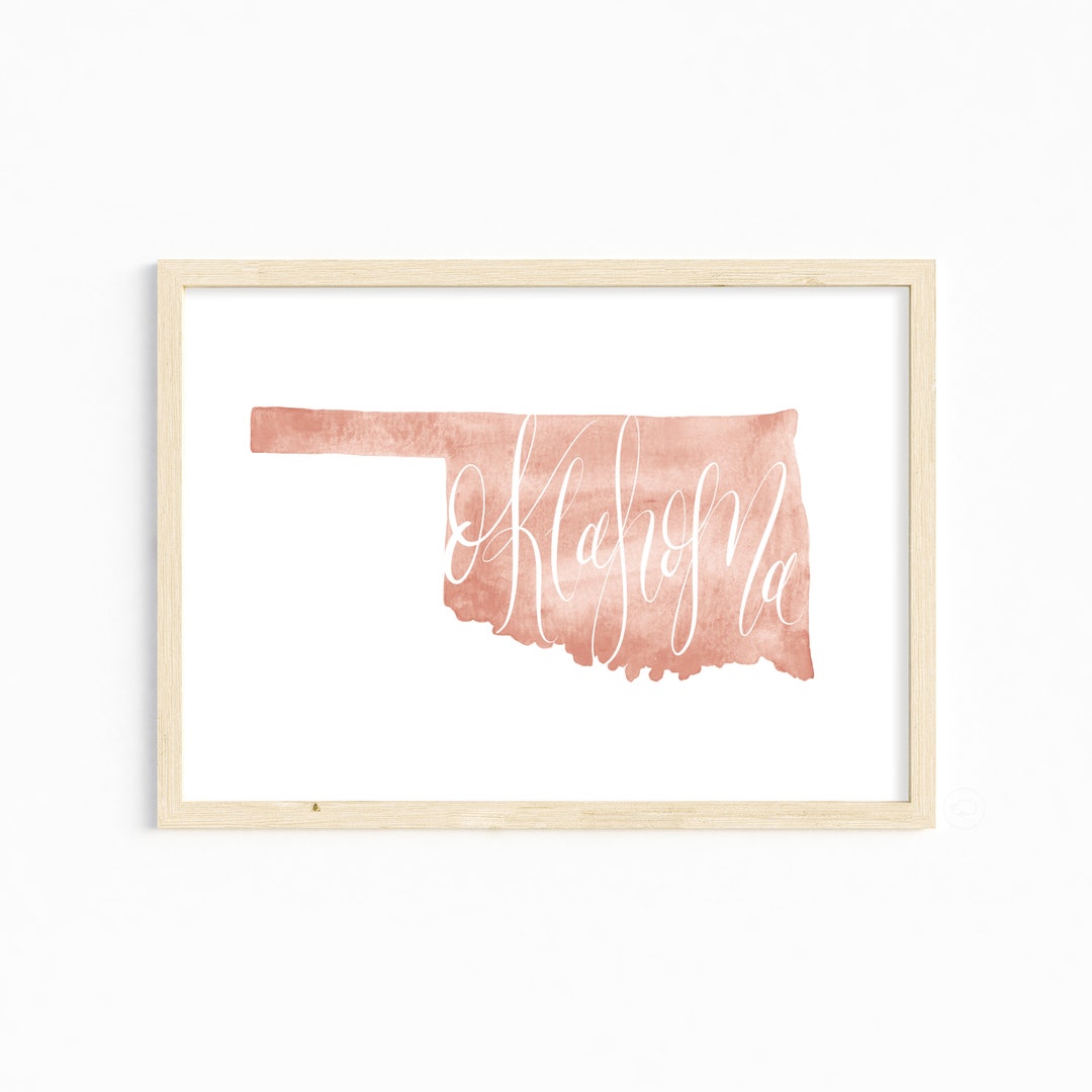 Oklahoma Hand Lettering Print. State of Oklahoma Home Decor. Oklahoma ...