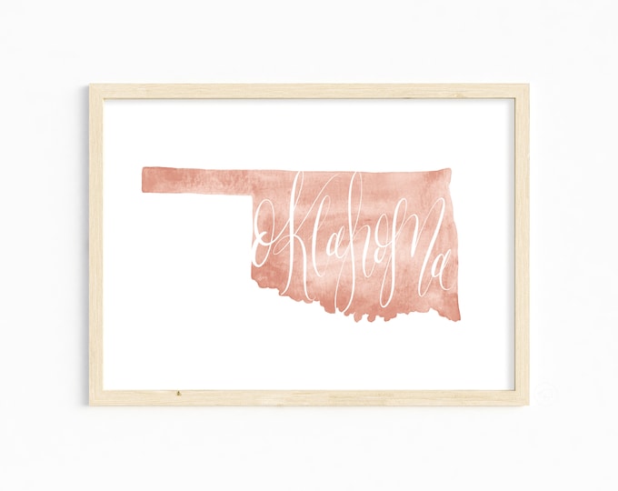 Oklahoma Hand Lettering Print. State of Oklahoma Home Decor. Oklahoma ...
