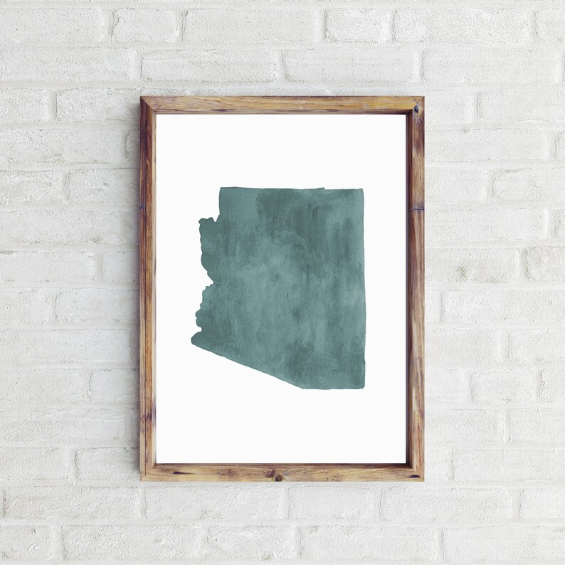 Arizona Watercolor Print. Custom State Art. Arizona Art. | Etsy