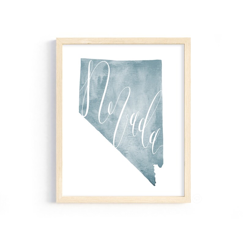 Nevada Watercolor Print. Nevada Home Decor. Nevada State Art Print ...
