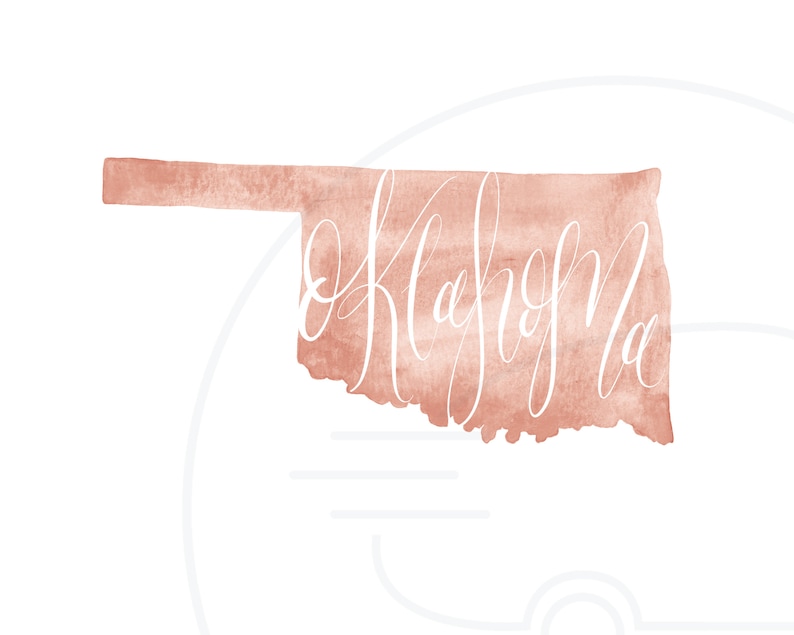 Oklahoma Hand Lettering Print. State of Oklahoma Home Decor. Oklahoma ...