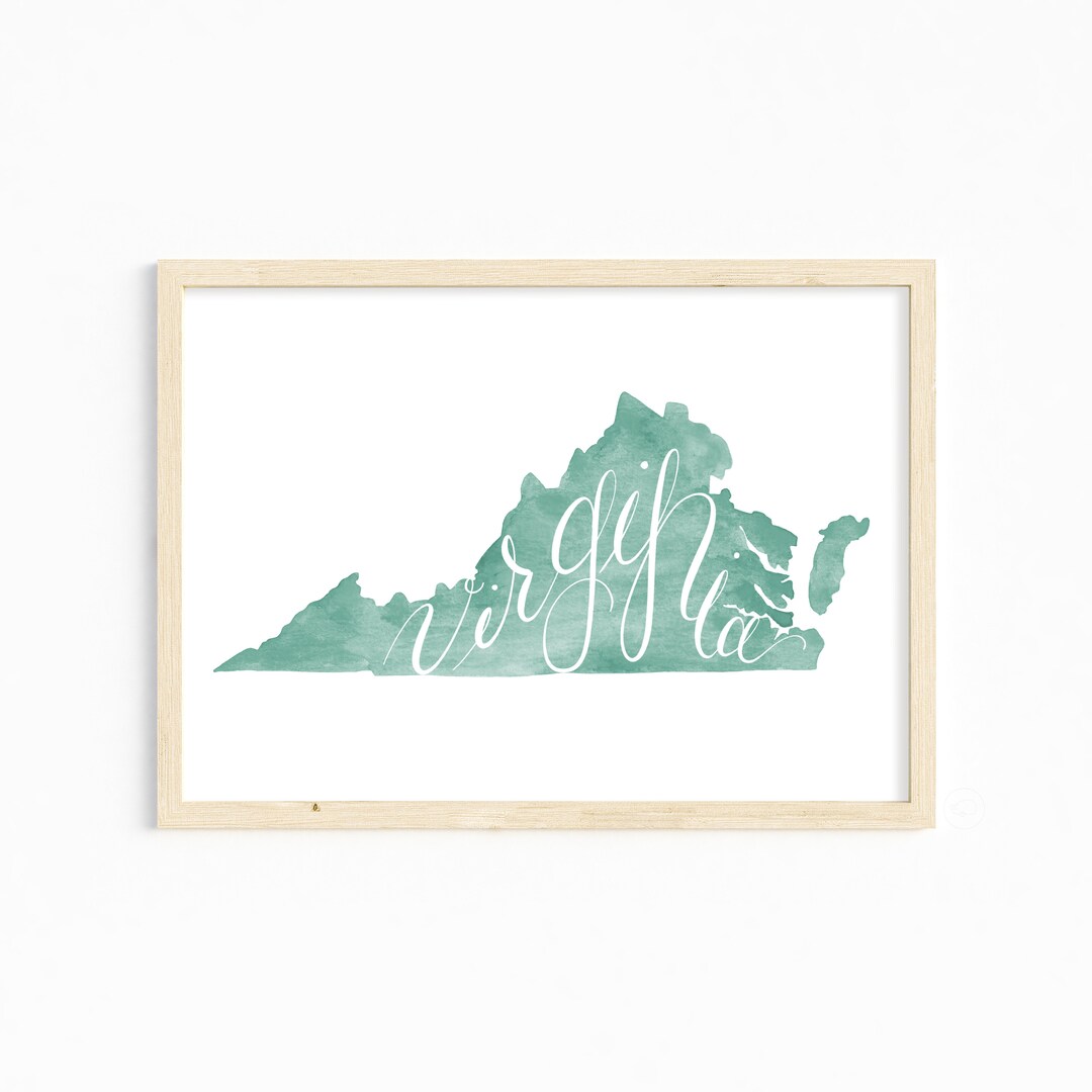 Hand Lettered Virginia Print. Virginia Home Decor. State of Virginia ...