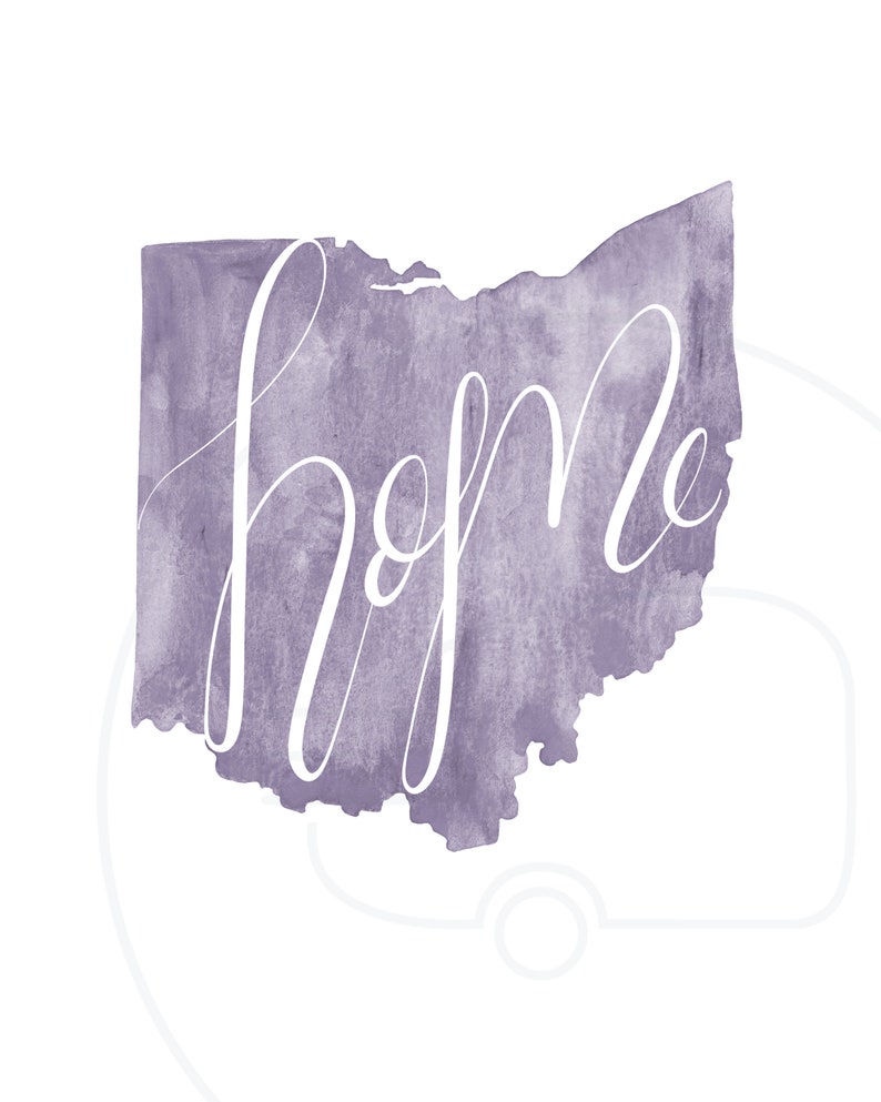 Hand Lettered Ohio Watercolor Print. Hand Lettered State Illustration ...