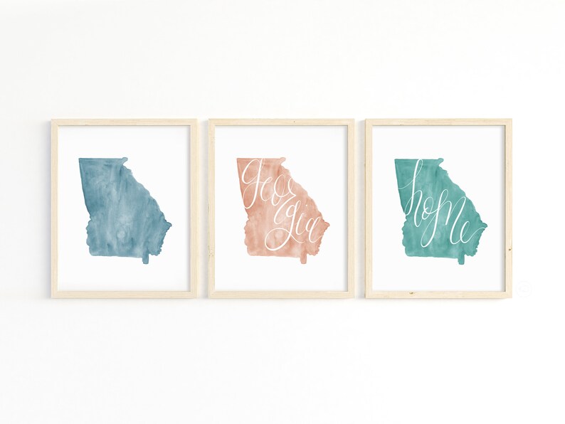 Hand Lettered Georgia Print. State of Georgia Art. - Etsy