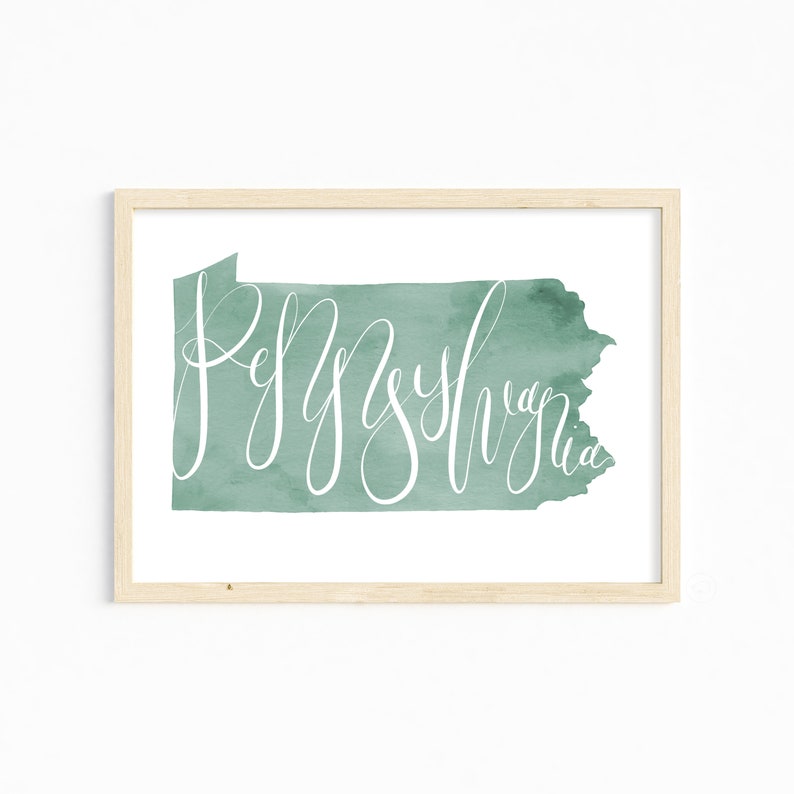 Pennsylvania Watercolor Print. State Illustration. Pennsylvania State ...
