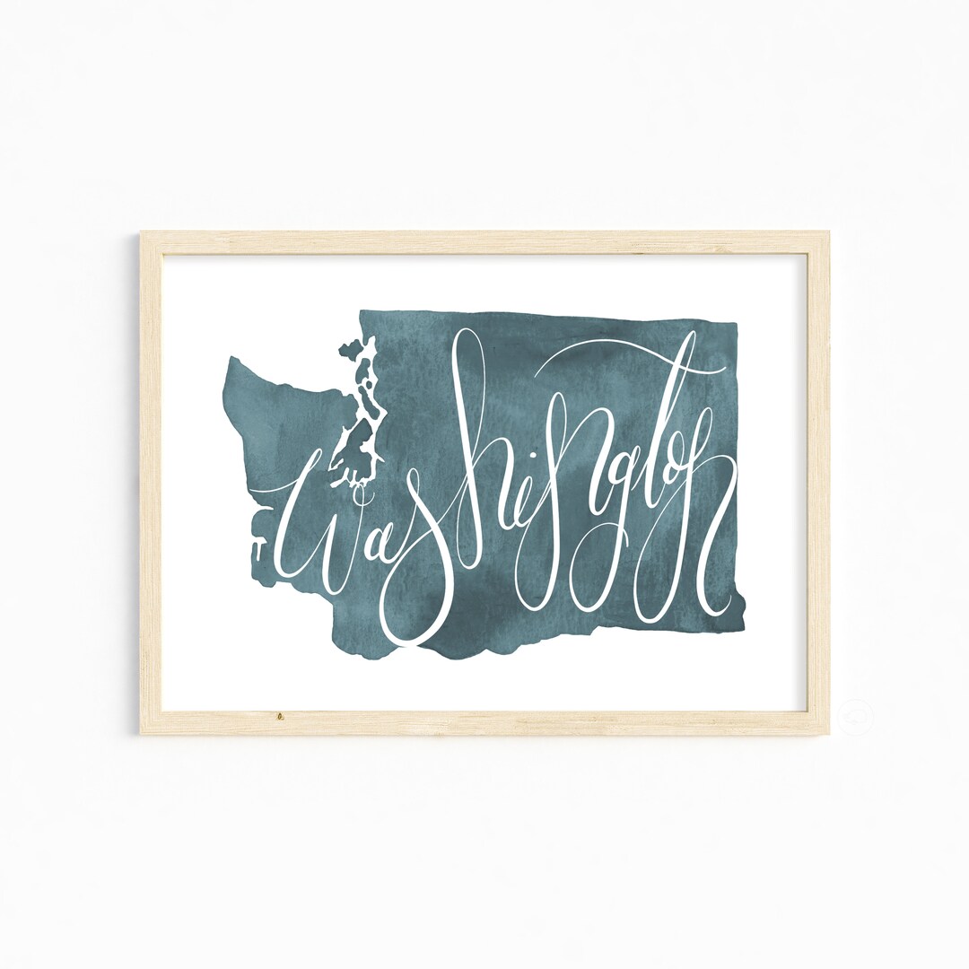 Washington Lettering Print. Washington Decor. Washington Art Print ...