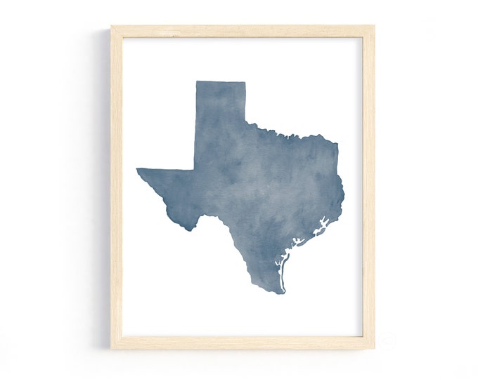 Texas Watercolor Print. State Illustration. Texas State Art Print ...