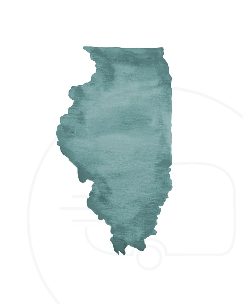Illinois Watercolor Print. State Illustration. Illinois Art ...