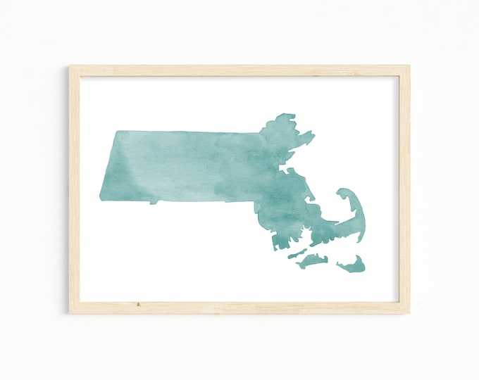 Massachusetts Watercolor Print. Massachusetts Decor. Massachusetts Art ...