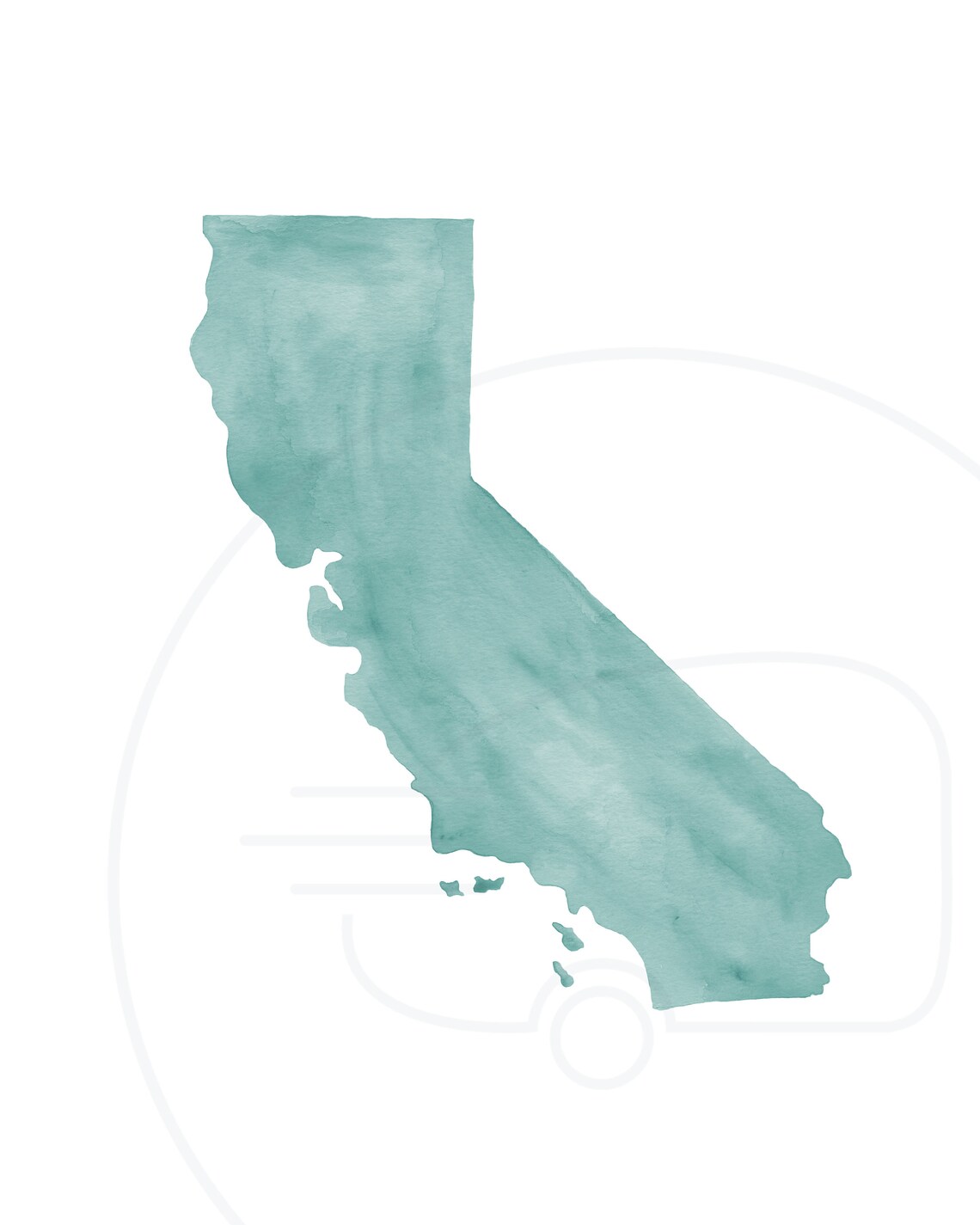 California Watercolor Print. Home State Love. California Art. - Etsy