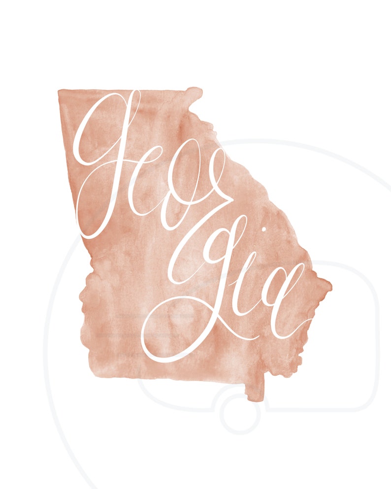 Hand Lettered Georgia Print. State of Georgia Art. - Etsy