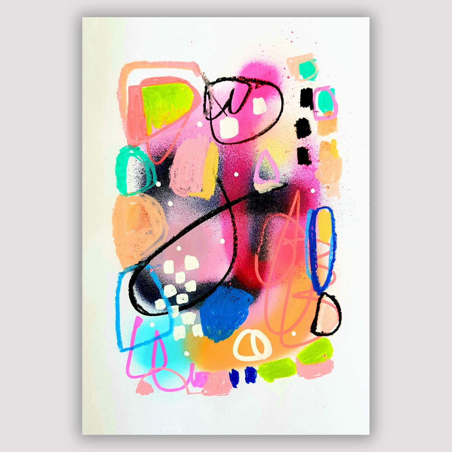 Original Abstract Art A4 Painting Signed & Dated Mixed - Etsy