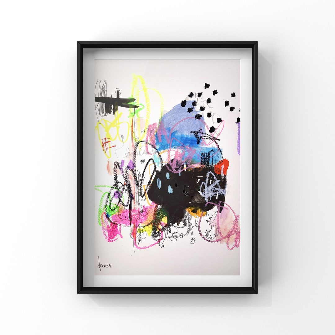 Original Abstract Art, A4 Painting, Signed & Dated, Mixed Media, Wall ...