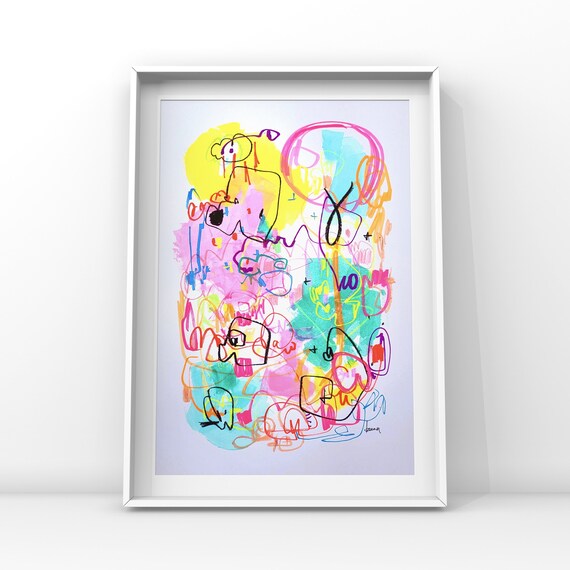 Original Abstract Art A3 Painting Signed & Dated Mixed - Etsy