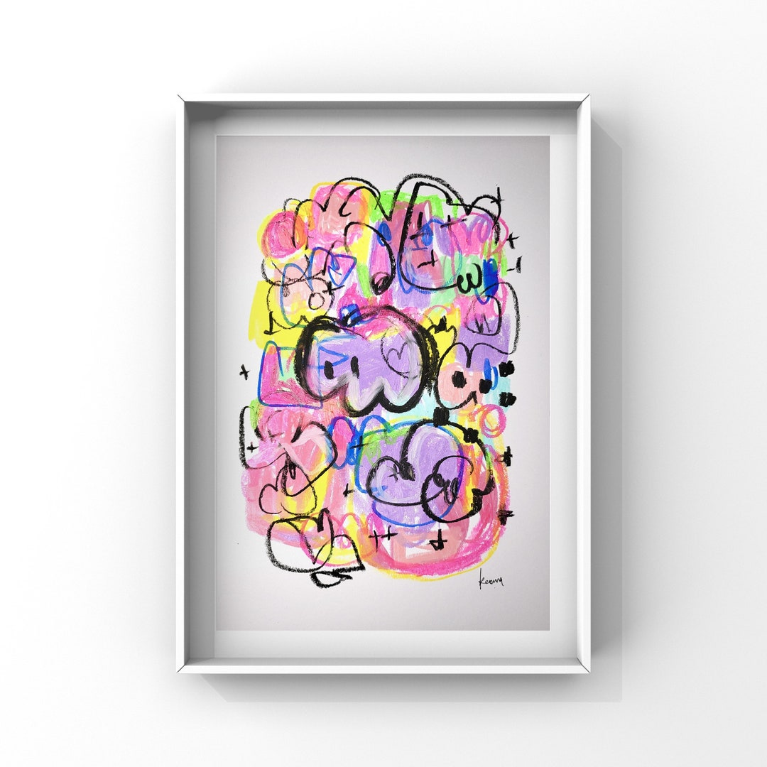 Original Abstract Art, A4 Painting, Signed & Dated, Mixed Media, Wall ...