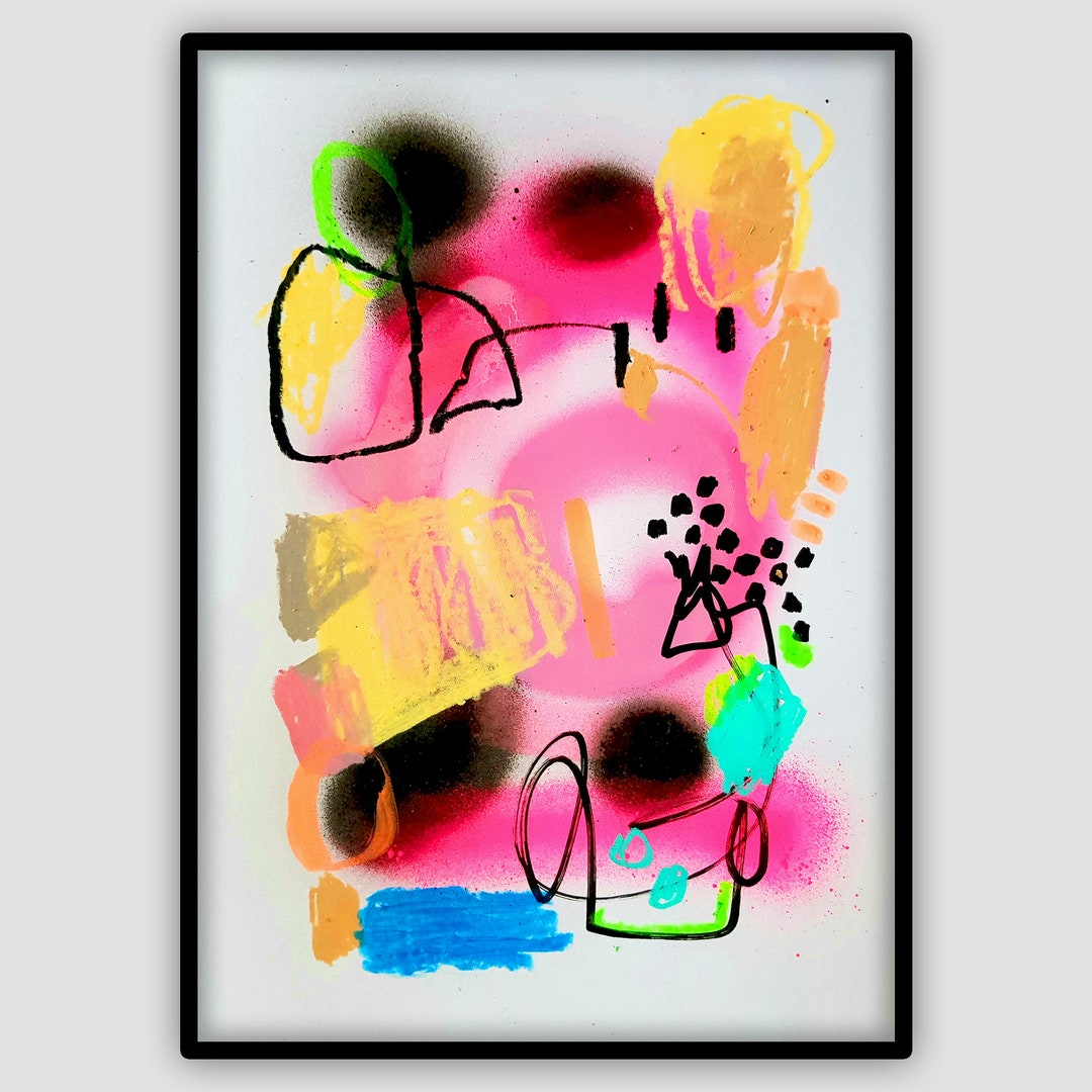 Original Abstract Art A4 Painting Signed & Dated Mixed - Etsy