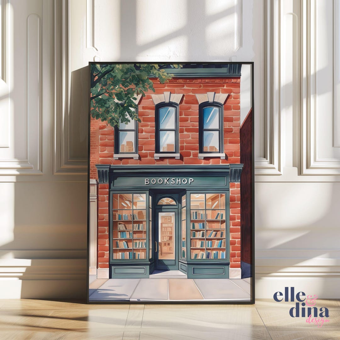 Book Lover Art Print Brick Bookstore Illustration | Reading Nook or ...