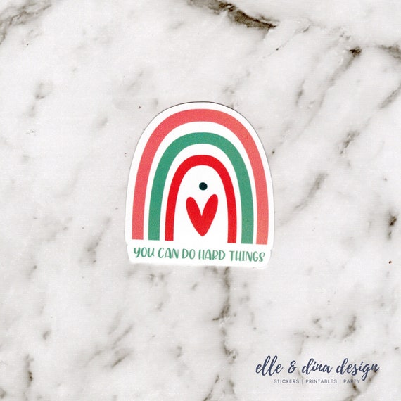 You Can Do Hard Things Boho Rainbow Sticker | Girl Boss Sticker ...
