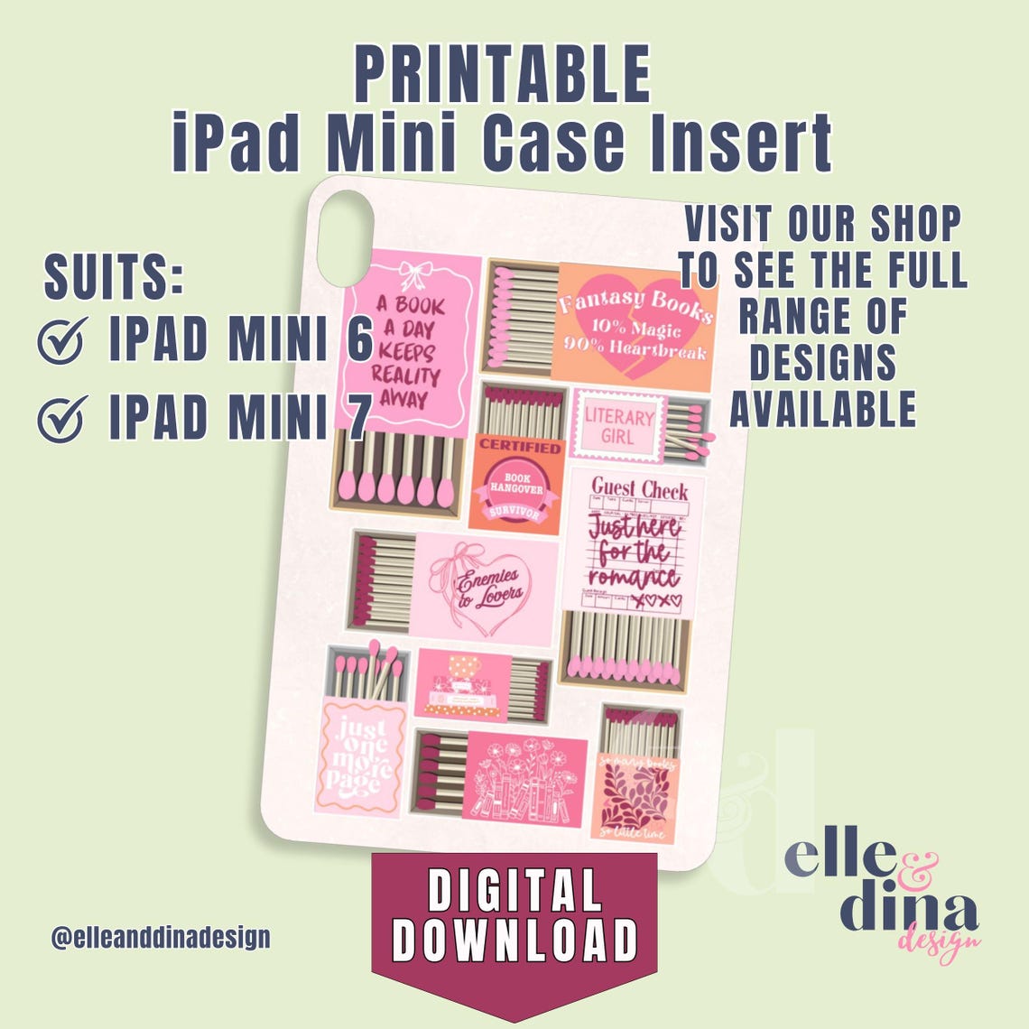 PRINTABLE iPad Mini 6 or 7 Case Insert for Tablet Clear Case Decor ...