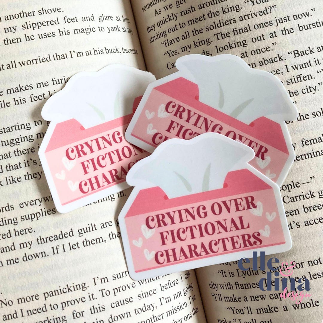 Crying Over Fictional Characters Vinyl Sticker, Pink Kindle Kobo Decal ...