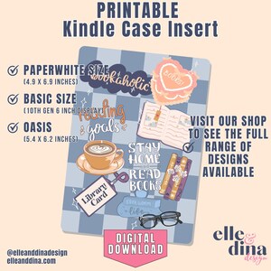 PRINTABLE Kindle Case Insert for Paperwhite Basic Oasis Ereaders Clear ...