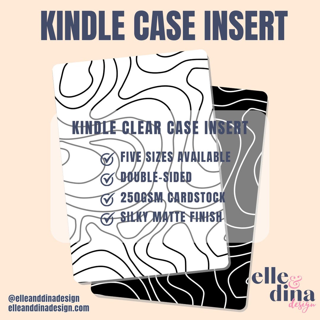 Kindle Case Insert Paperwhite Ereader Decor for Clear Case, Personalise ...