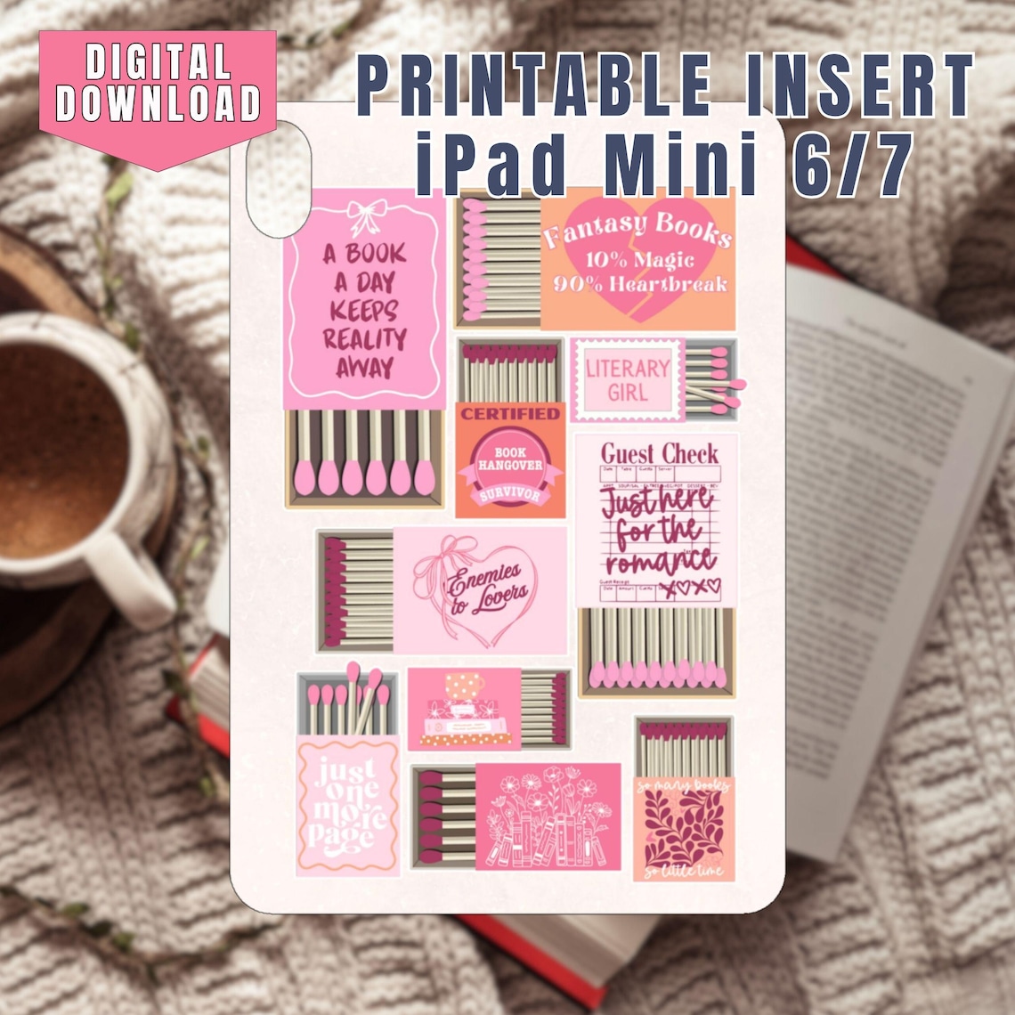 PRINTABLE iPad Mini 6 or 7 Case Insert for Tablet Clear Case Decor ...