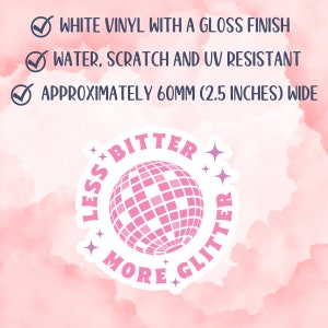 70's DISCO BALL Vinyl Sticker, Less Bitter More Glitter, Dance Party ...