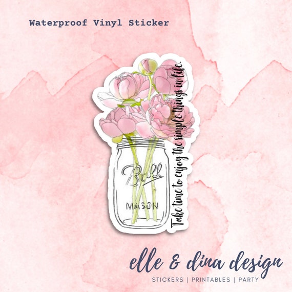 Take Time for the Simple Things, Peony Sticker, Aesthetic Sticker ...