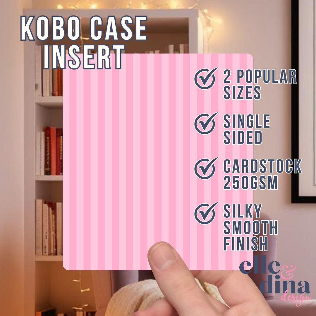 Kobo Case Insert Libra 2 Clara 2E Decor for Clear Case, Pink Stripes ...