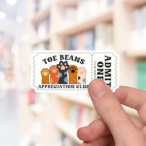 Toe Beans Appreciation Club Vinyl Ticket Sticker, Funny Cat Lover Gift, Cute Kitty Sticker Ipad ...
