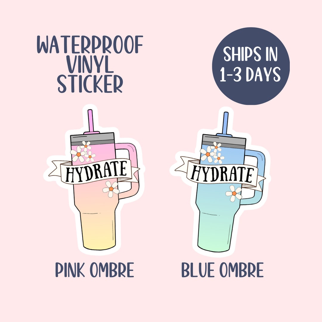 Ombre Tumbler Hydrate Vinyl Sticker, Water Bottle Hydration, Mental ...