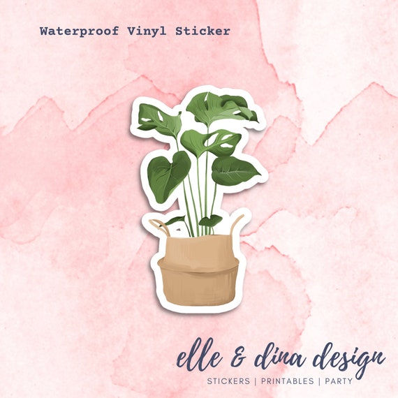 Vinyl Sticker, Pot Plant Basket Sticker, plant sticker, plant life ...
