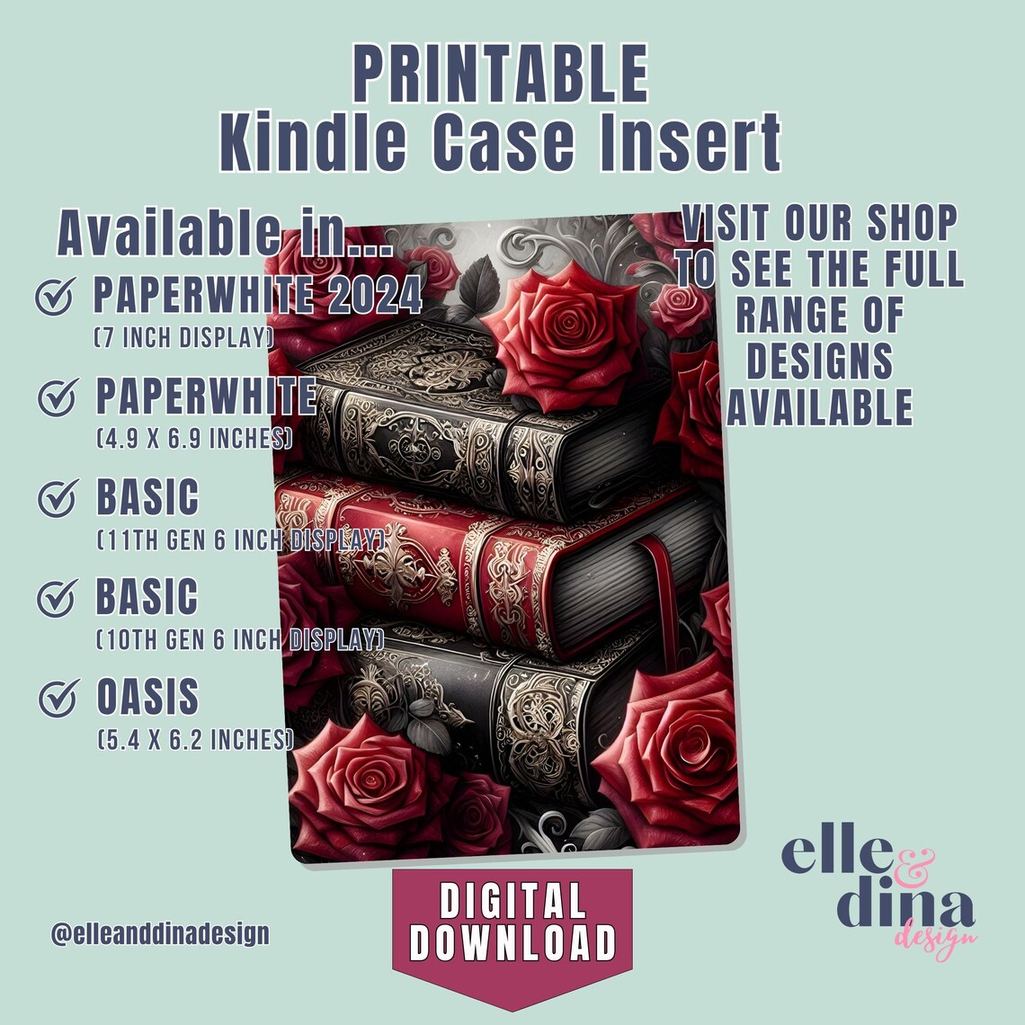 PRINTABLE Kindle Case Insert for Paperwhite 2024 Basic 11th Gen Oasis ...