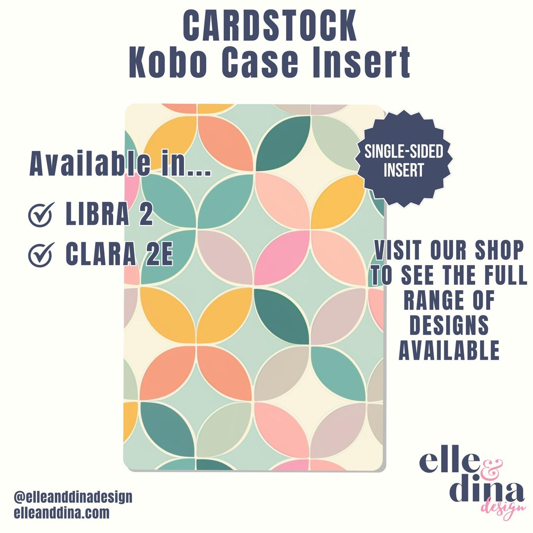 Kobo Case Insert Libra 2 Clara 2E Decor for Clear Case, Retro Circles ...