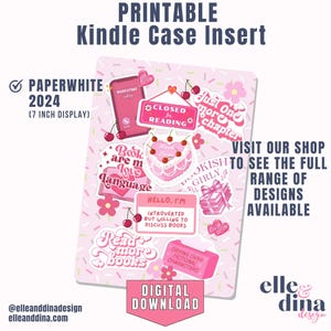 PRINTABLE Kindle Case Insert for Paperwhite 2024 Ereader Clear Case ...