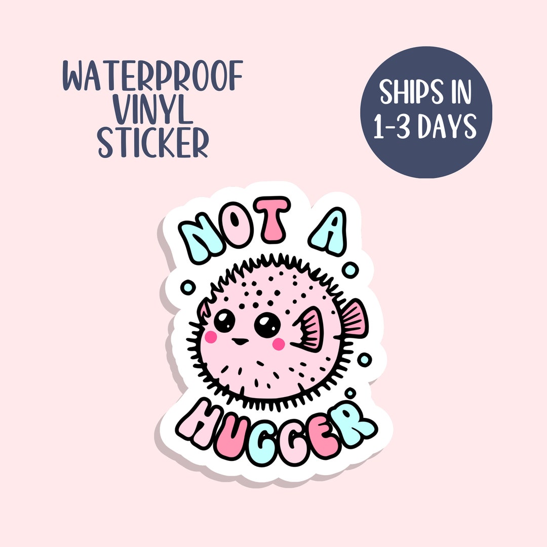 Antisocial Not a Hugger Waterproof iPad Sticker, Groovy Blowfish ...